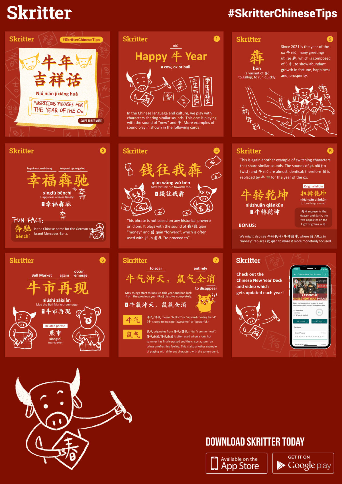 Auspicious Phrases for Chinese New Year, The Year of the Ox