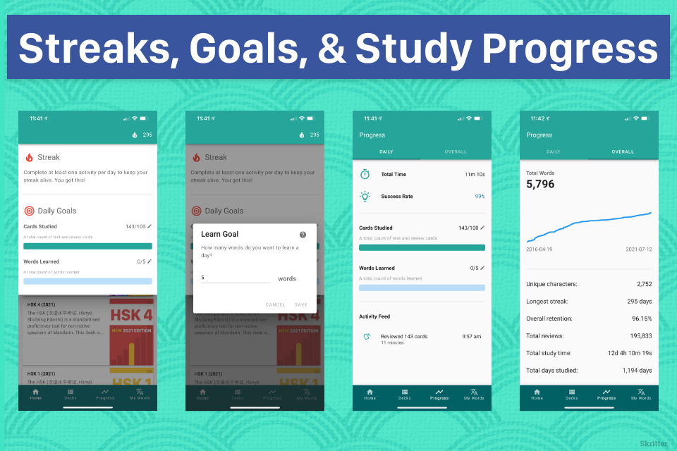 Study Streaks, Daily Goals, and New Progress Screens on Skritter Mobile ...